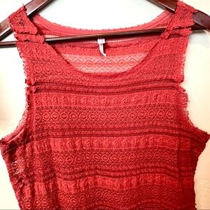 Free People | Dresses | Free People Dark Orange Top Crochet Full Lace ...